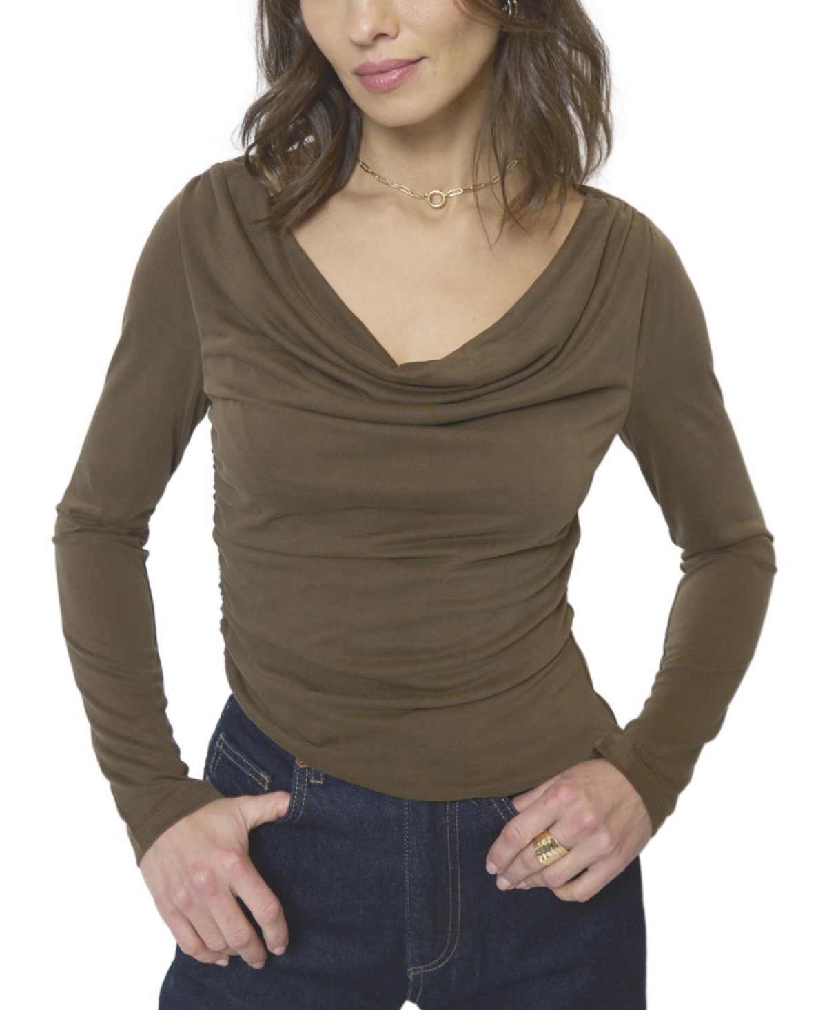 Click here for Central Park West Womens Roman Draped Longsleeve T... prices