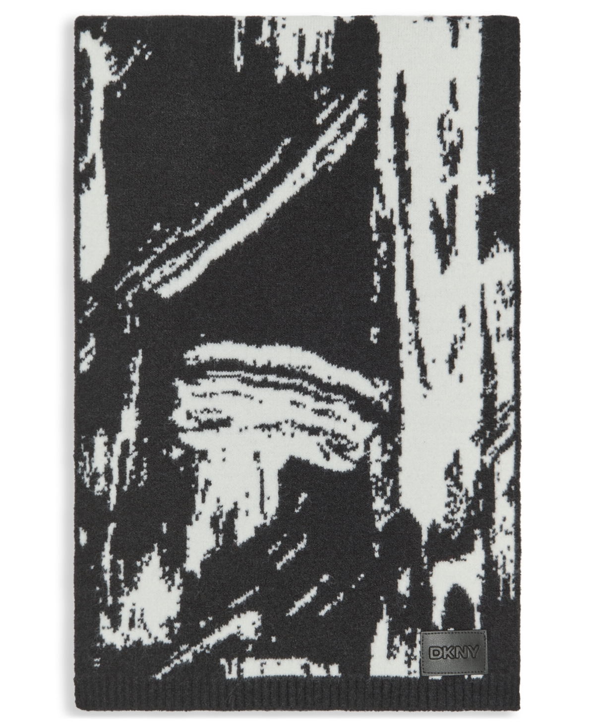 Click here for Dkny Womens Paint Stroke Scarf - Black prices