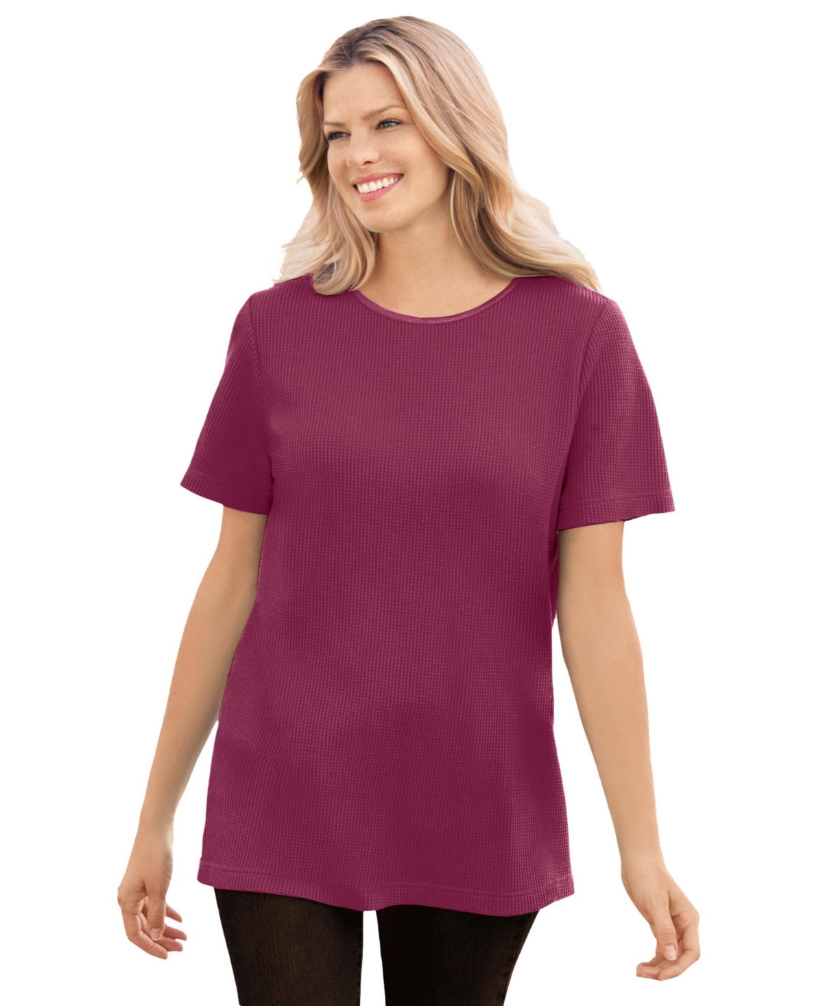 Click here for Woman Within Plus Size Within Waffle Thermal Satin... prices