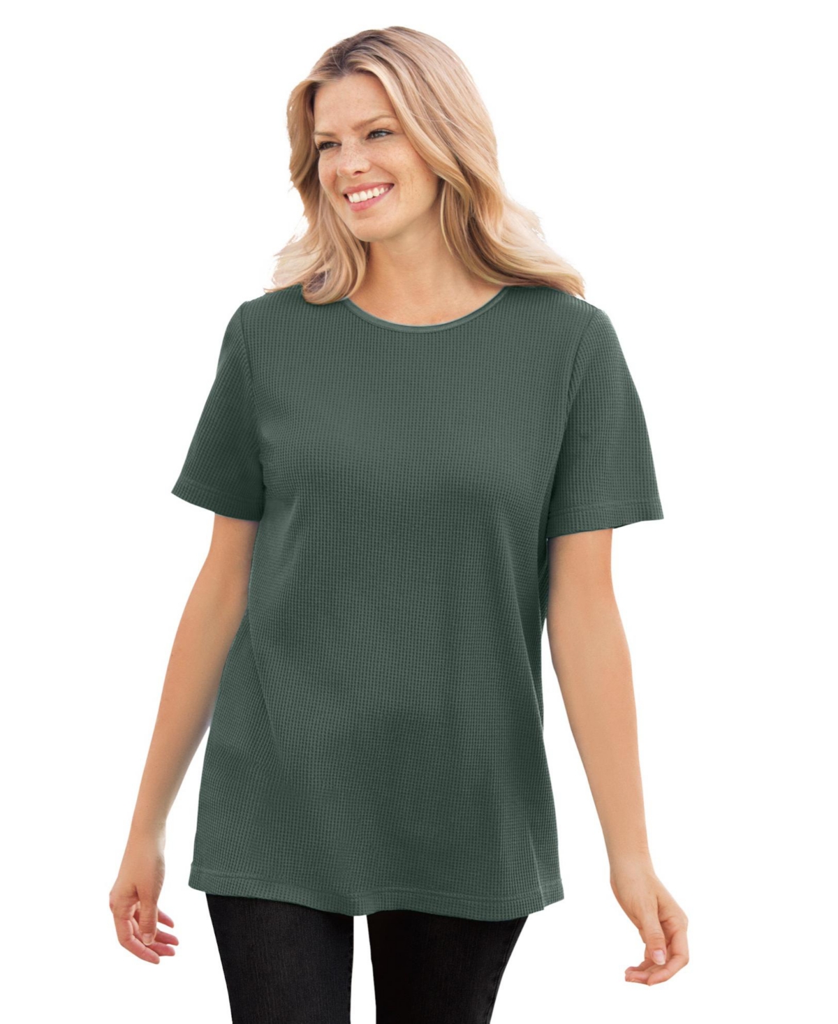 Click here for Woman Within Plus Size Within Waffle Thermal Satin... prices