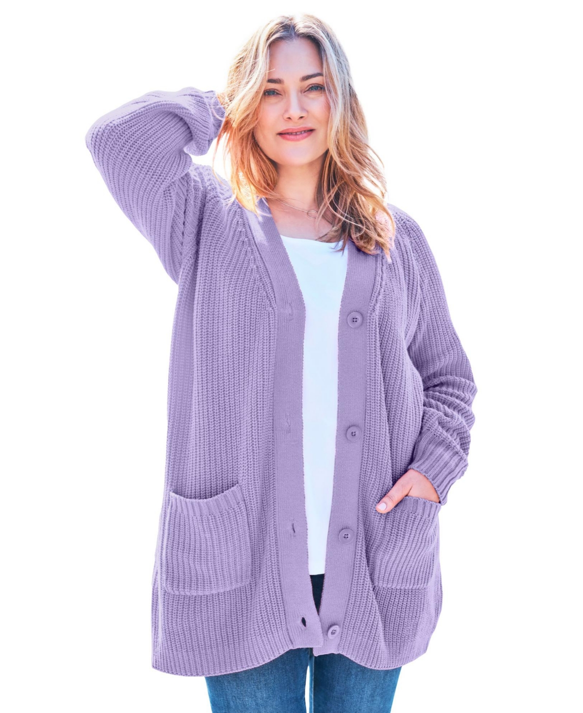 Click here for Woman Within Plus Size Within Button-Front Shaker... prices