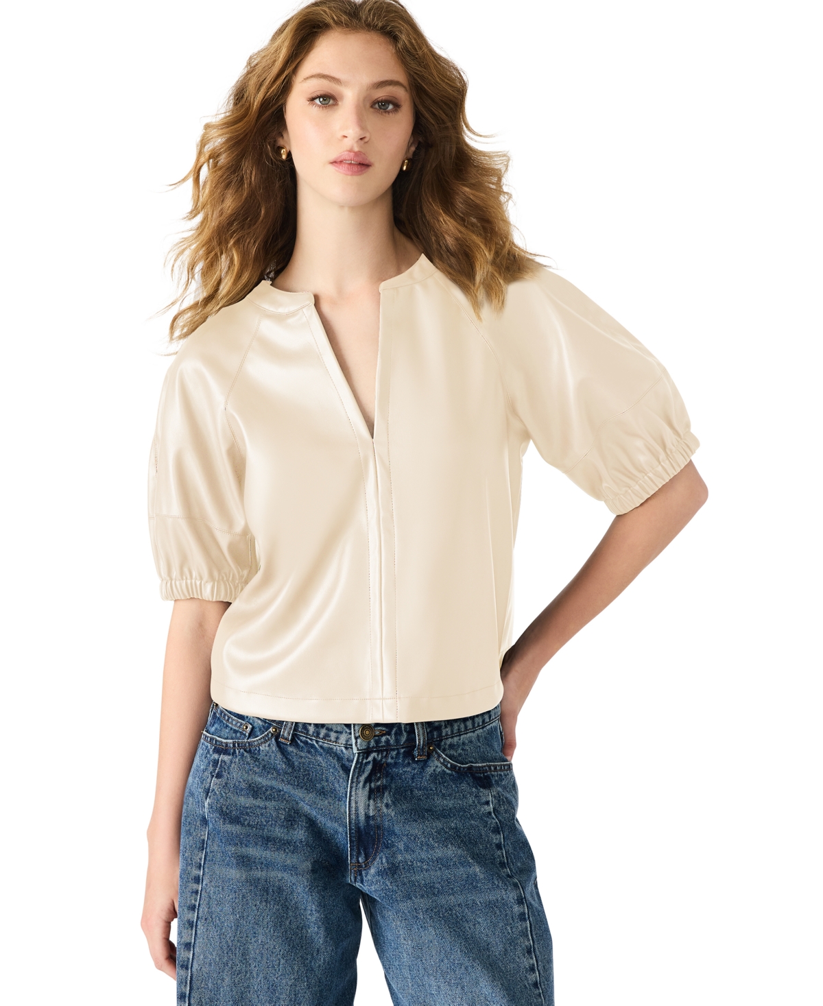 Click here for Bb Dakota Womens Roxanne Balloon Sleeve Top - Bone prices