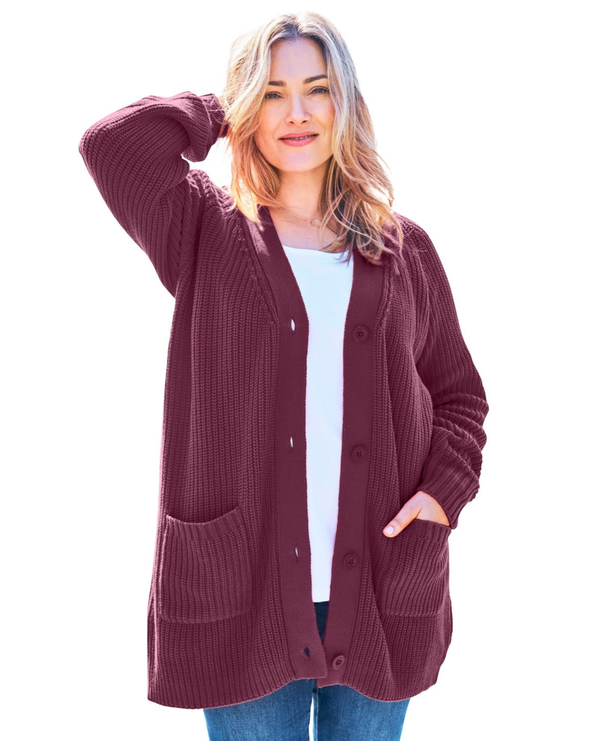 Click here for Woman Within Plus Size Within Button-Front Shaker... prices