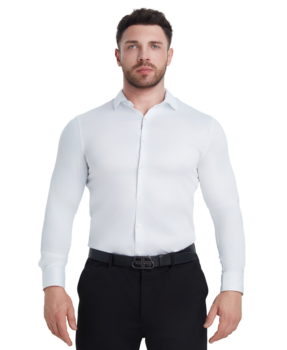 Click here for Perry Ellis Solid Sateen Slim Fit Dress Shirt - Wh... prices