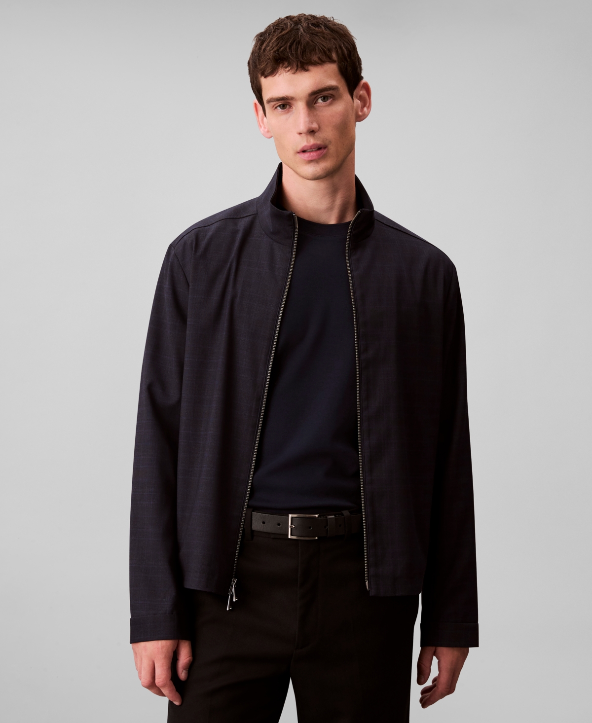 Calvin Klein Mens Yarn-Dyed Zip Jacket - Dark Sapphire
