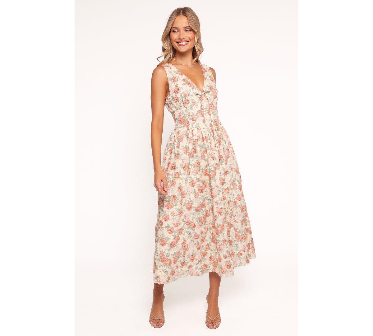 Petal and Pup Womens Velda Midi Dress - Pink Floral - Pink floral