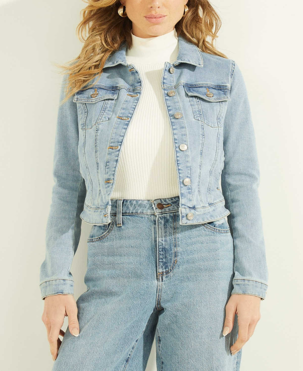 Click here for Guess Womens Denim Trucker Jacket - Aria Wash prices