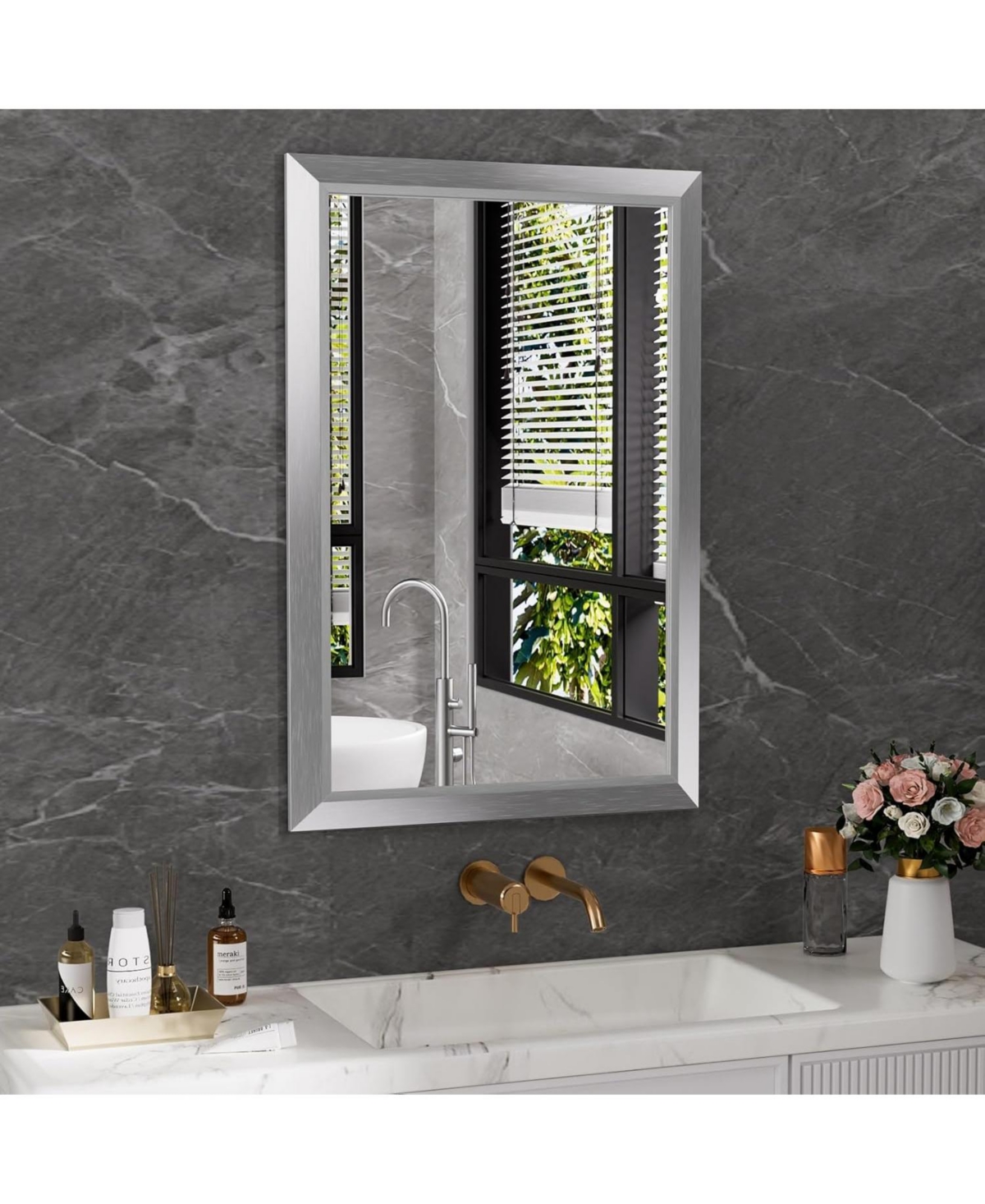 Click here for Amorho Bathroom Mirror  36 x 24 Inch Thick Metal F... prices