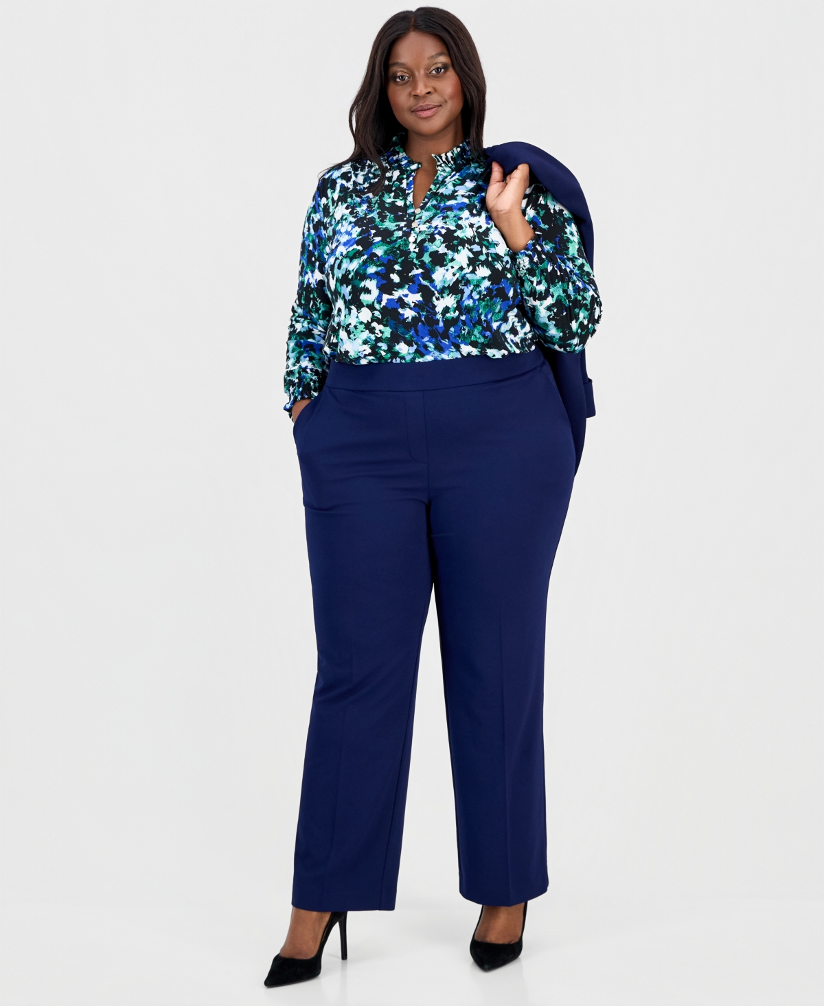 Click here for Ak Anne Klein Plus Size Mid-Rise Pull-On Straight... prices