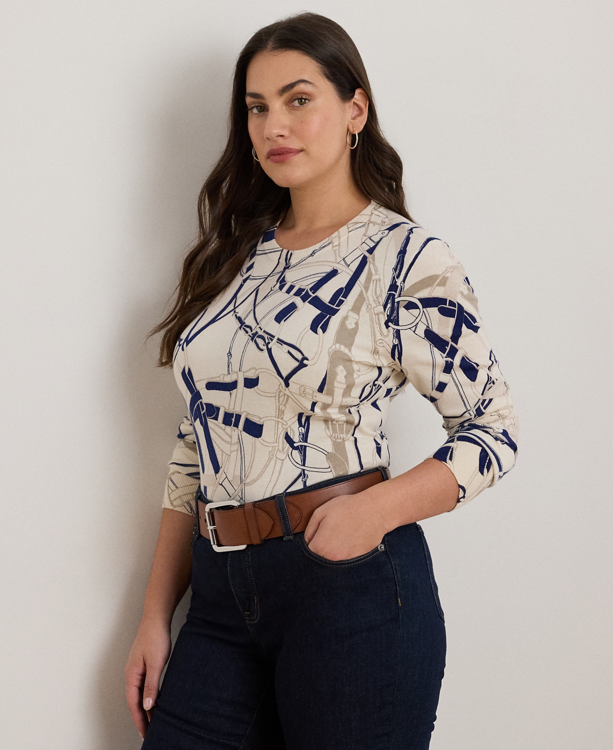 Click here for Lauren Ralph Lauren Plus Size Belting-Print Slim F... prices