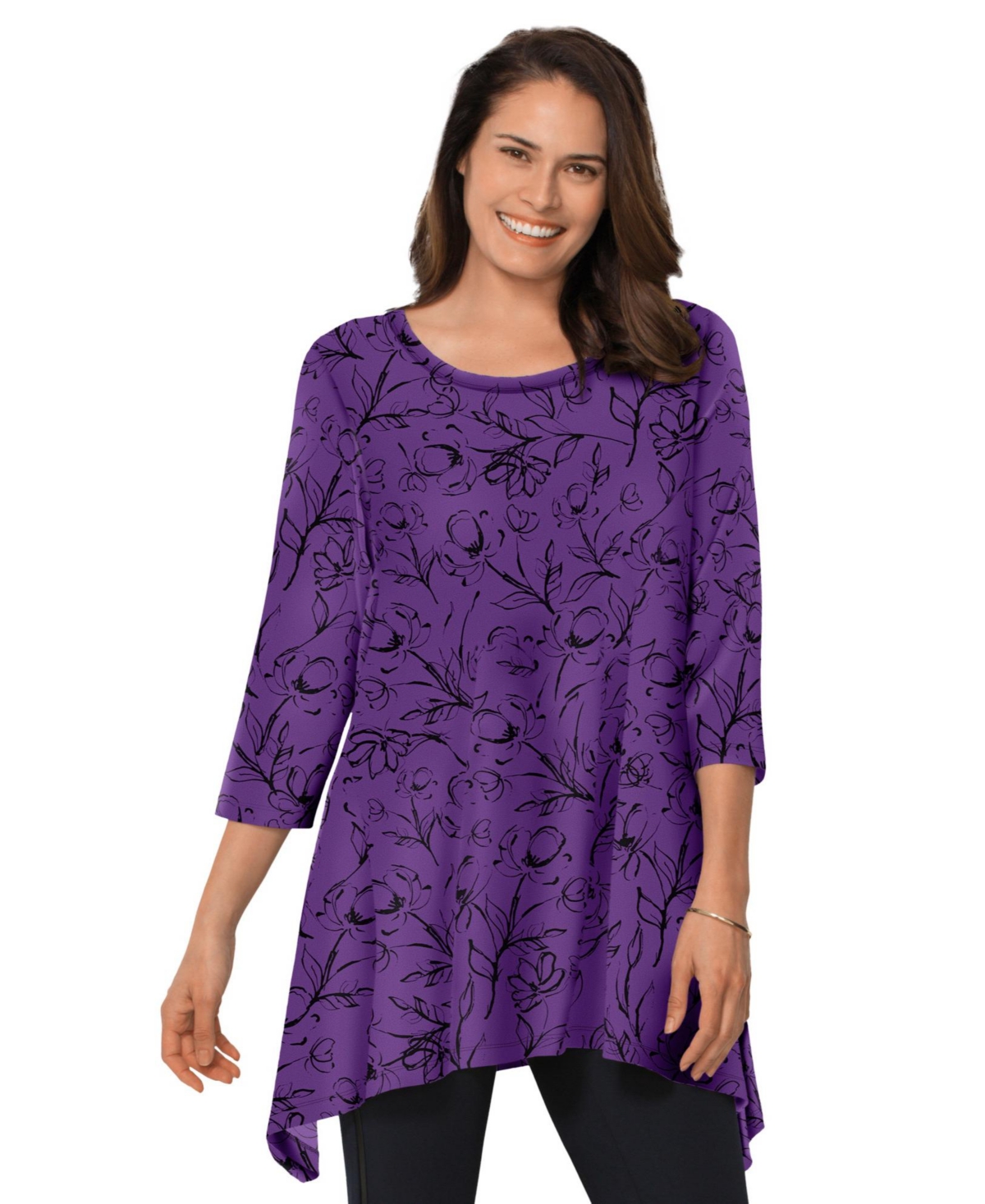 Click here for Woman Within Plus Size Swing Hem Tunic - Purple or... prices