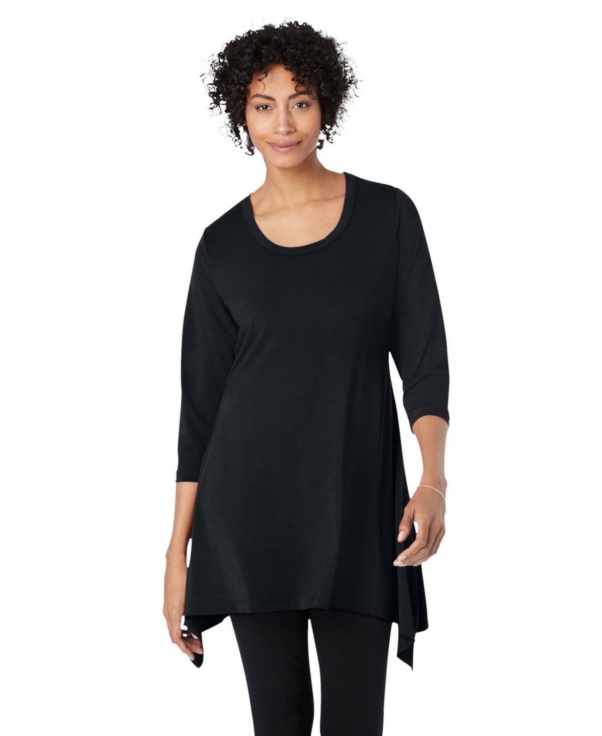 Click here for Woman Within Plus Size Swing Hem Tunic - Black prices