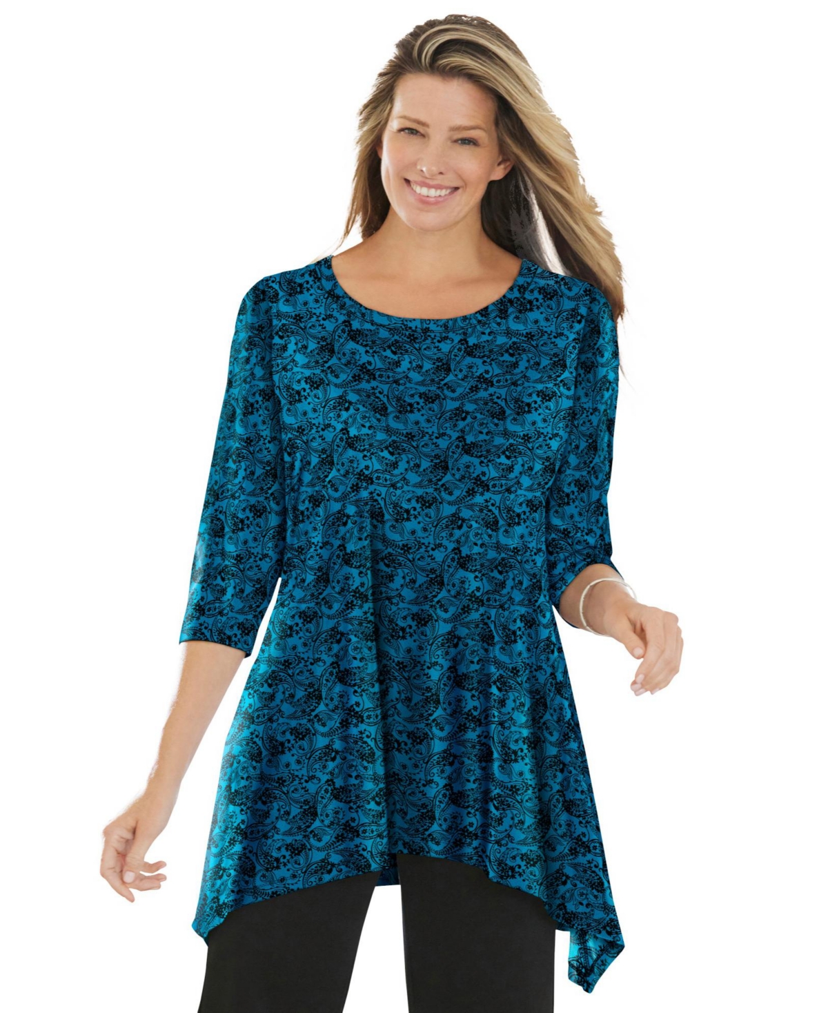 Click here for Woman Within Plus Size Swing Hem Tunic - Deep teal... prices