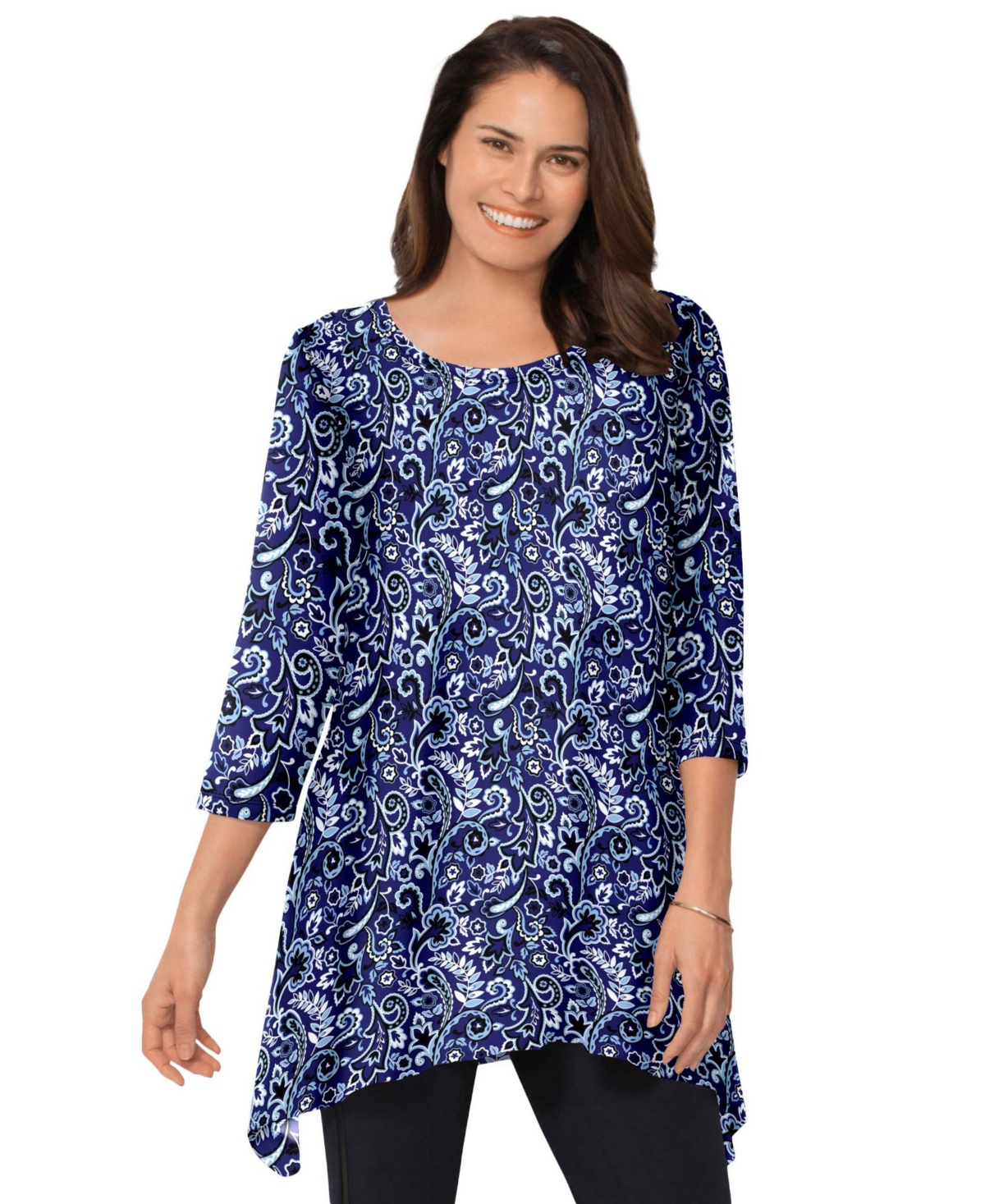 Click here for Woman Within Plus Size Swing Hem Tunic - Navy pret... prices