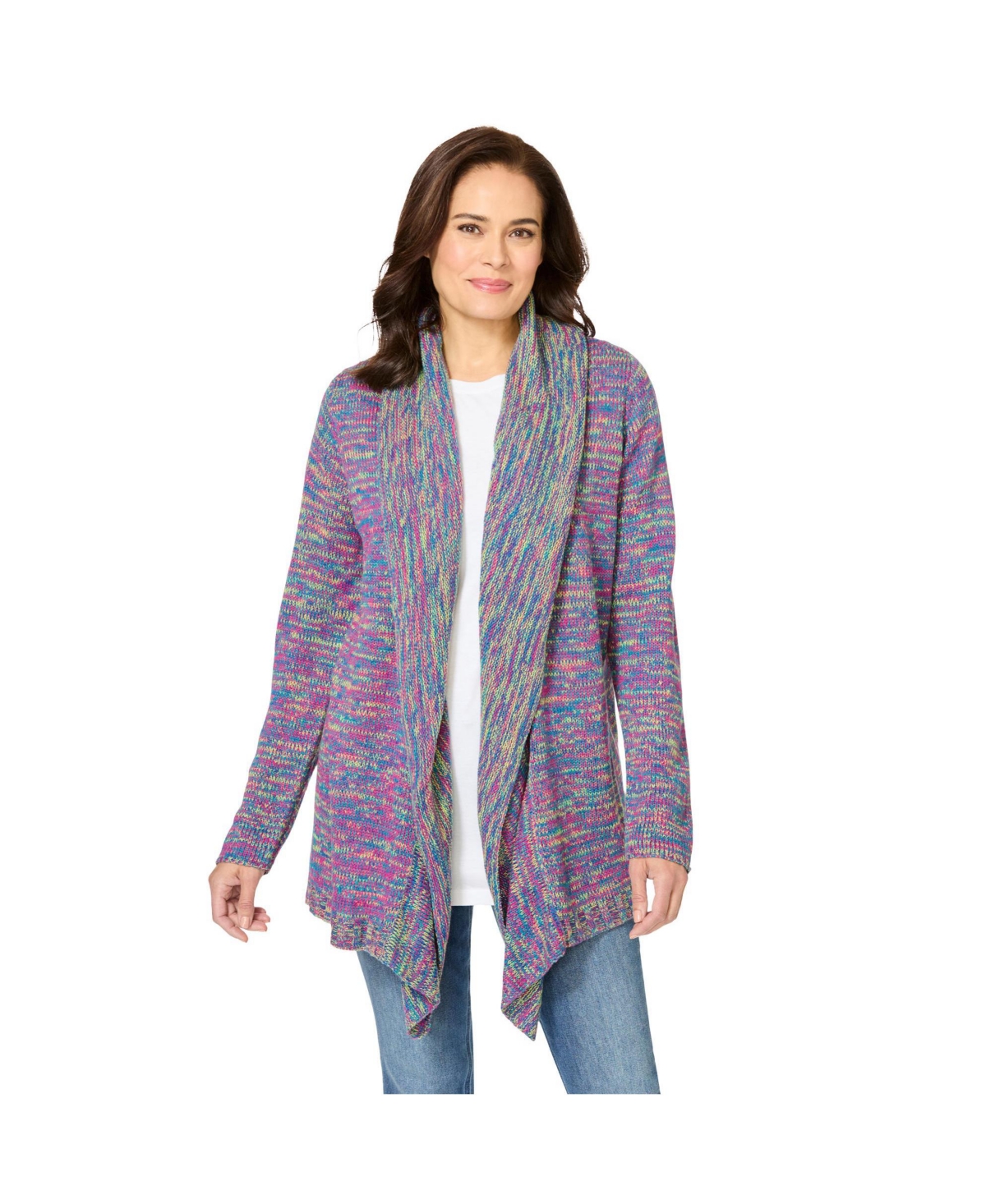 Click here for Woman Within Womens Plus Size Multi Marled Cardiga... prices