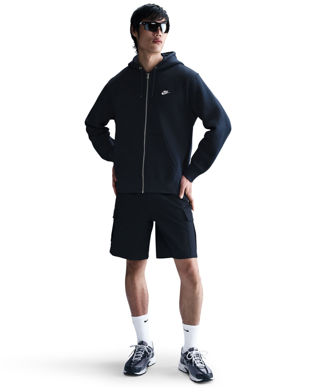 Click here for Nike Mens Full-Zip Fleece Hoodie - Obsidian/White prices