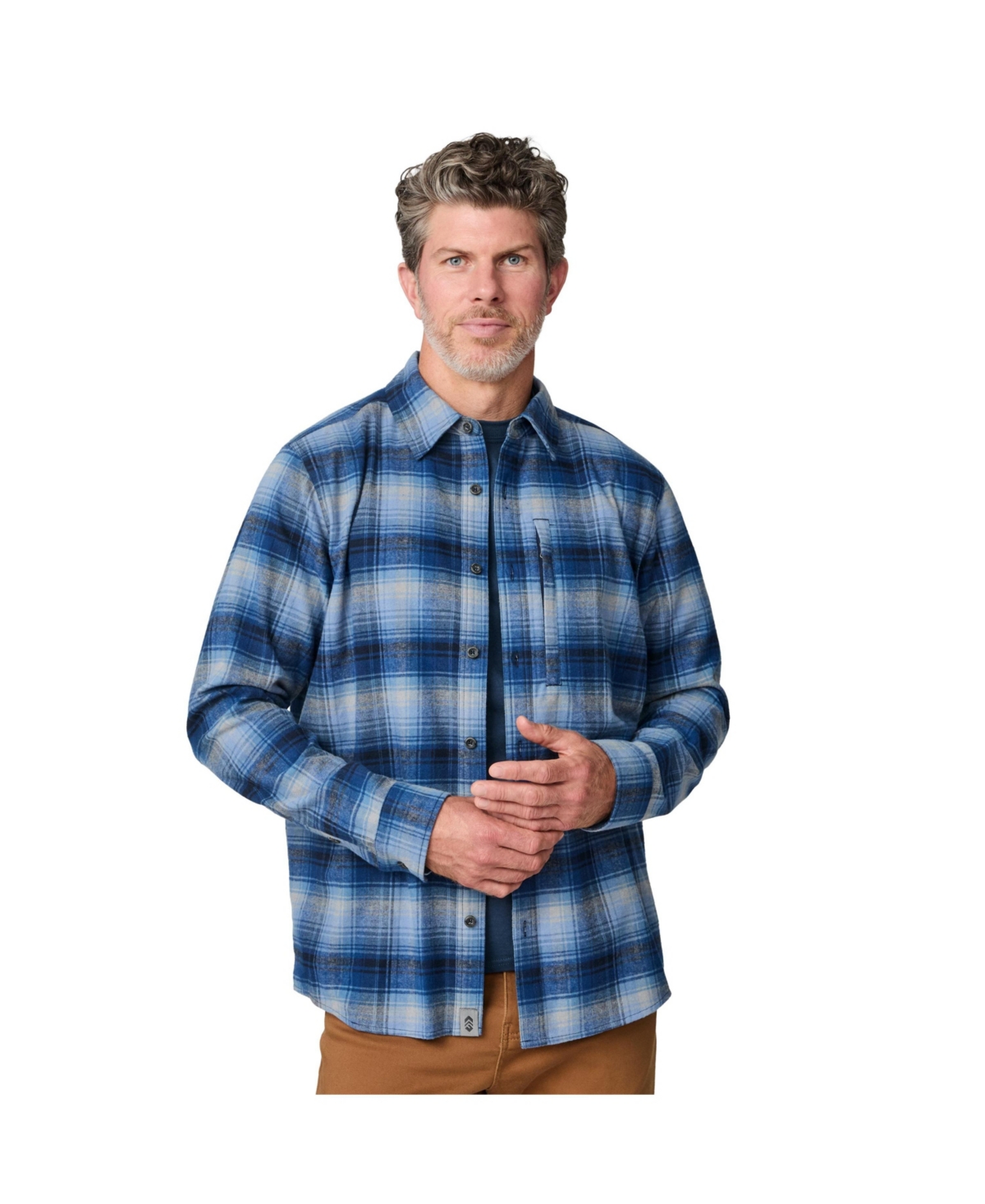 Click here for Free Country Mens Easywear Flannel Shirt - Navy pl... prices