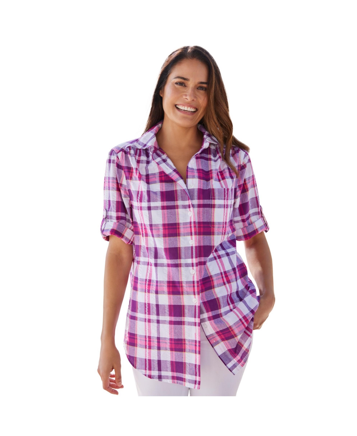 Click here for Woman Within Plus Size Within Short-Sleeve Button... prices