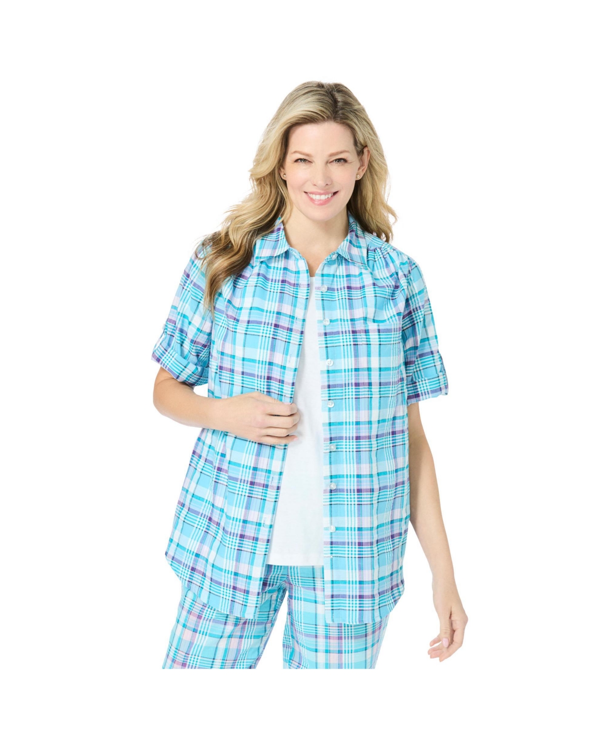 Click here for Woman Within Plus Size Within Short-Sleeve Button... prices