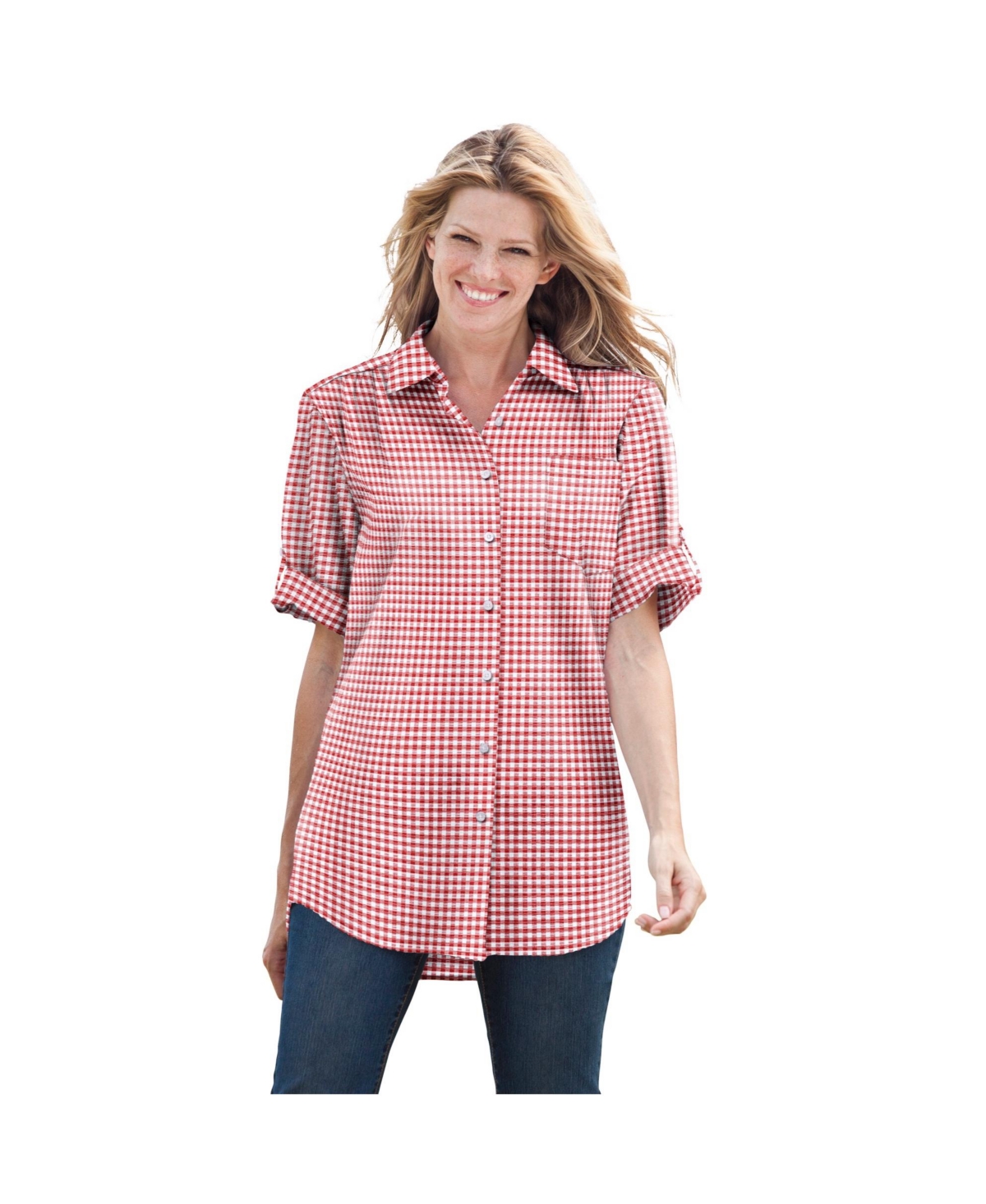 Click here for Woman Within Plus Size Within Short-Sleeve Button... prices