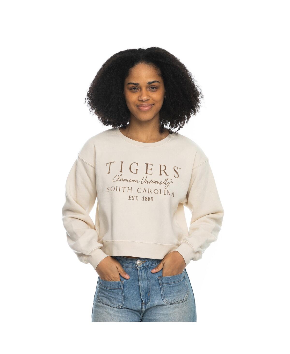 Click here for ZooZatz Womens Tan Clemson Tigers Cropped Crewneck... prices