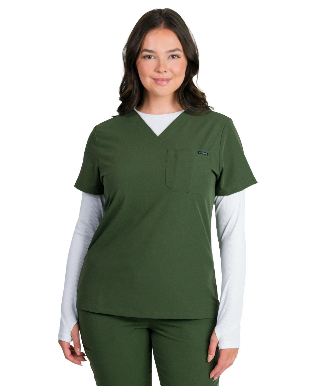 Click here for Medgear Camilla Womens Slim Scrubs Top with One Po... prices
