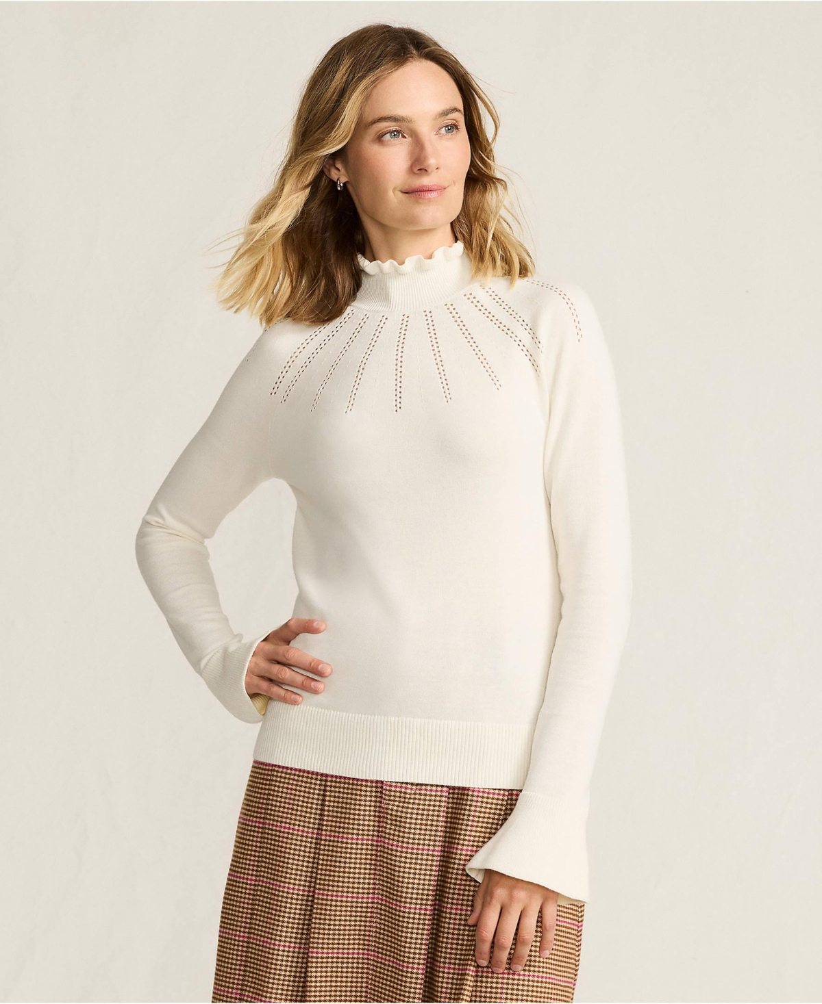 Click here for Lands End Womens Cotton Pointelle Turtleneck Sweat... prices