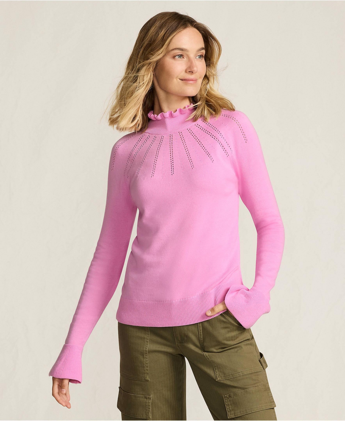 Click here for Lands End Womens Cotton Pointelle Turtleneck Sweat... prices