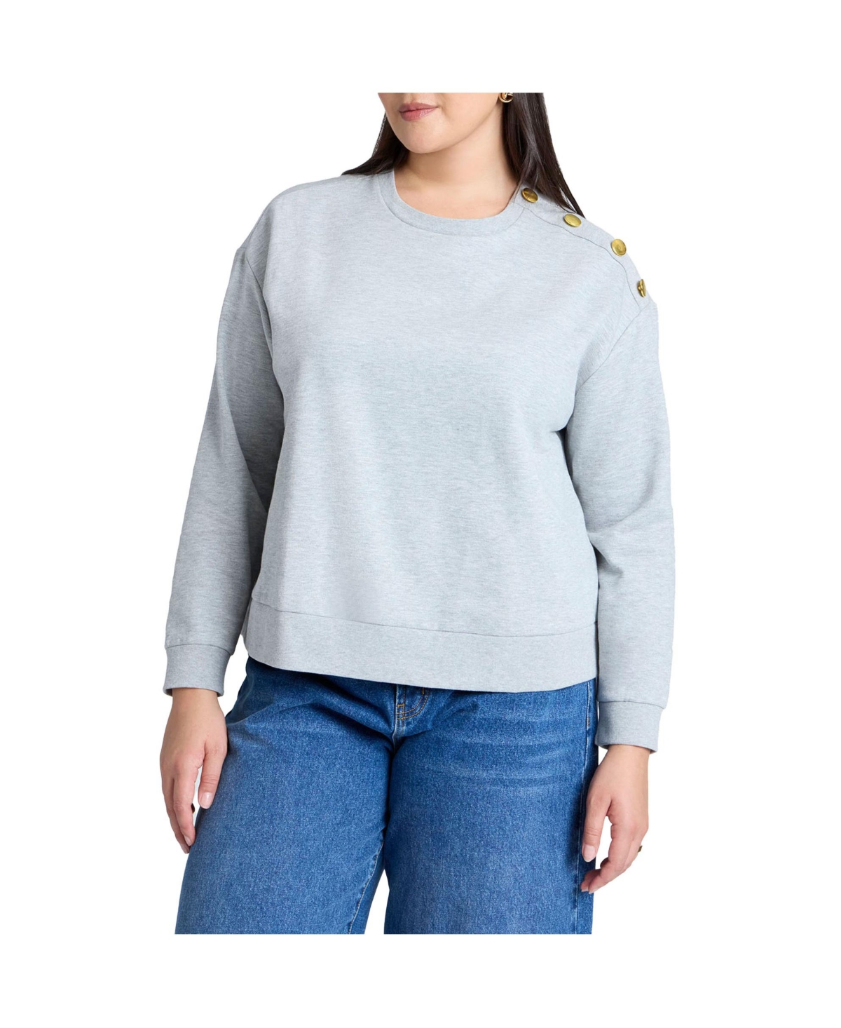 Click here for Eloquii Womens Plus Size Shoulder-Button Sweatshir... prices