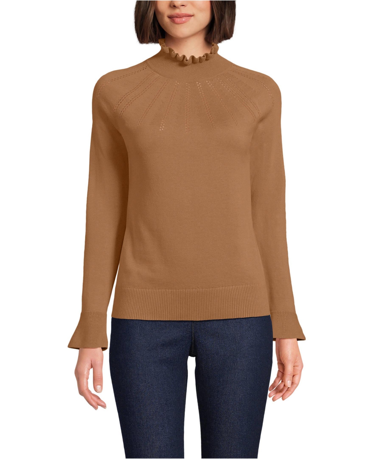 Click here for Lands End Womens Cotton Pointelle Turtleneck Sweat... prices