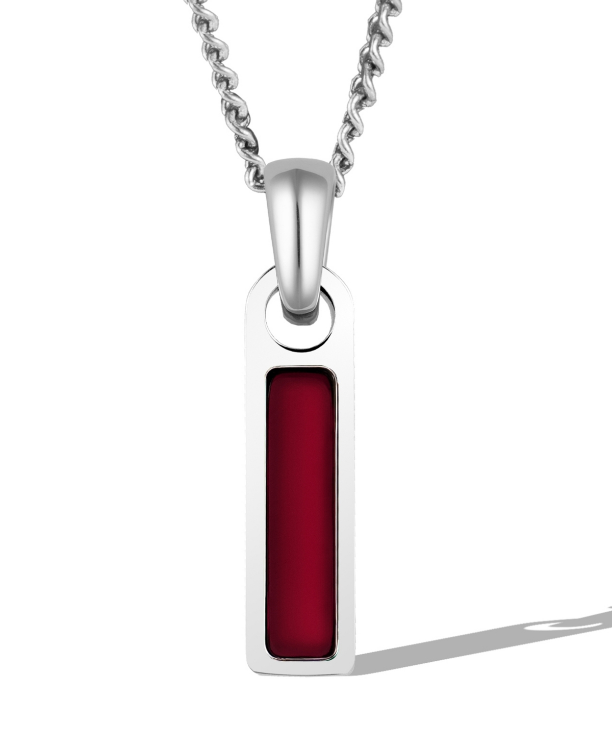 Vincero Mens Birthstone Tag Necklace – Silver Stainless Steel Pendant - Garnet - january