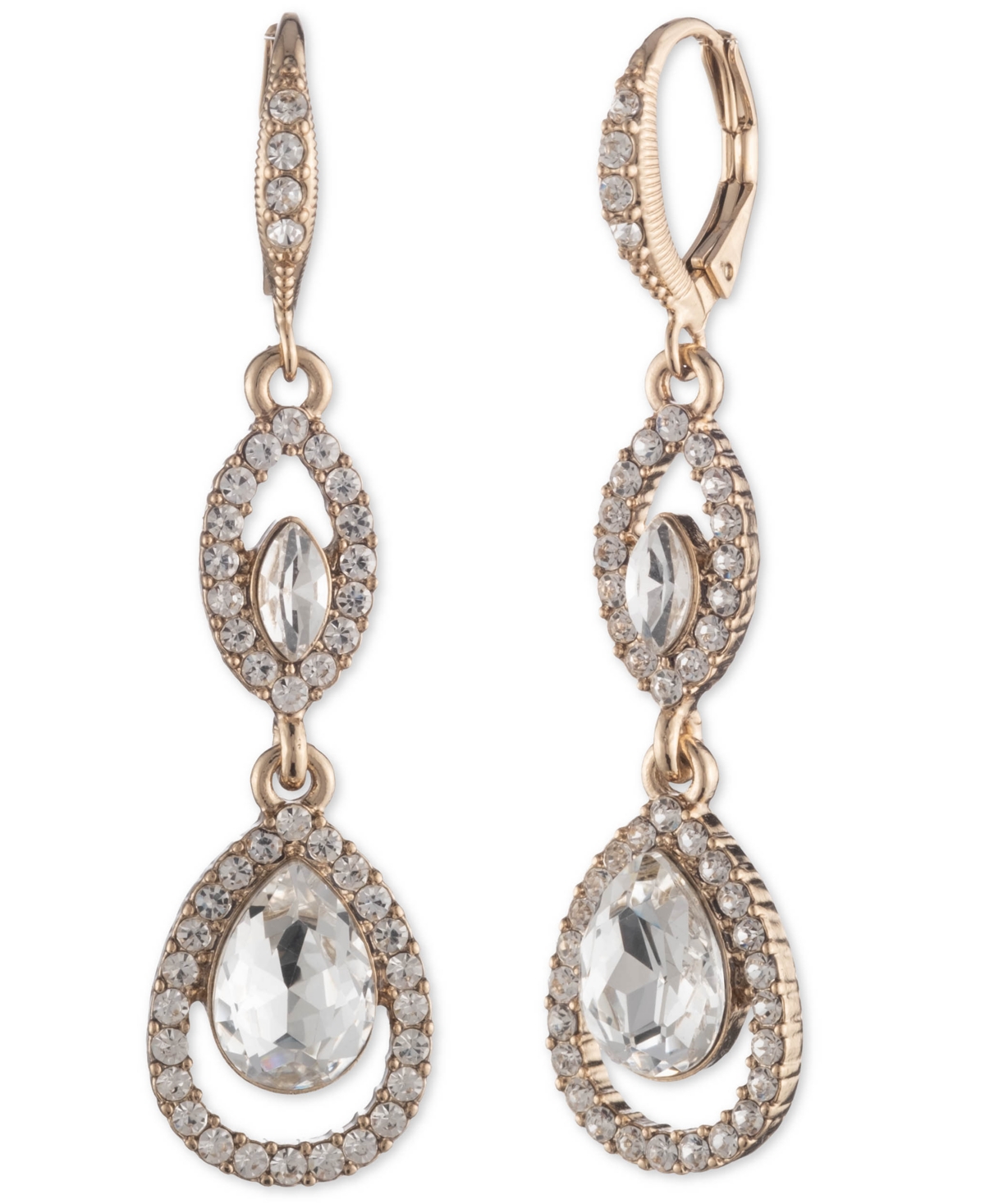 Click here for Givenchy Glass Stones Double Drop Earrings - White prices
