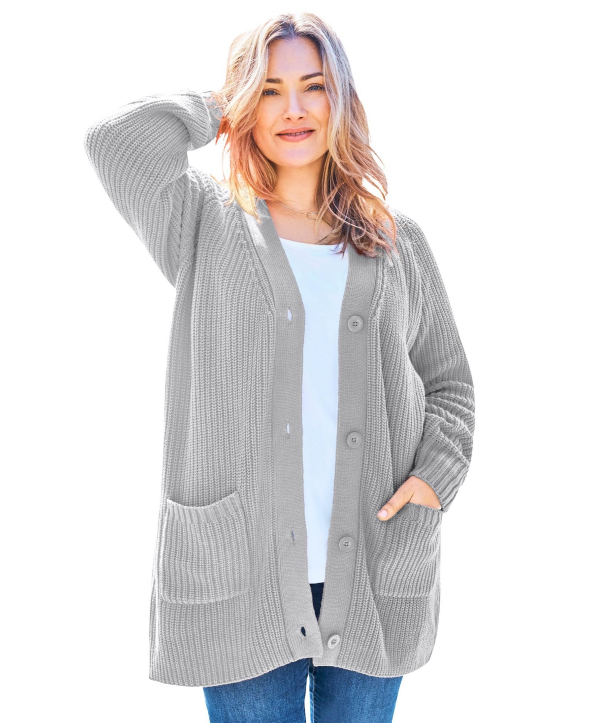 Click here for Woman Within Plus Size Within Button-Front Shaker... prices