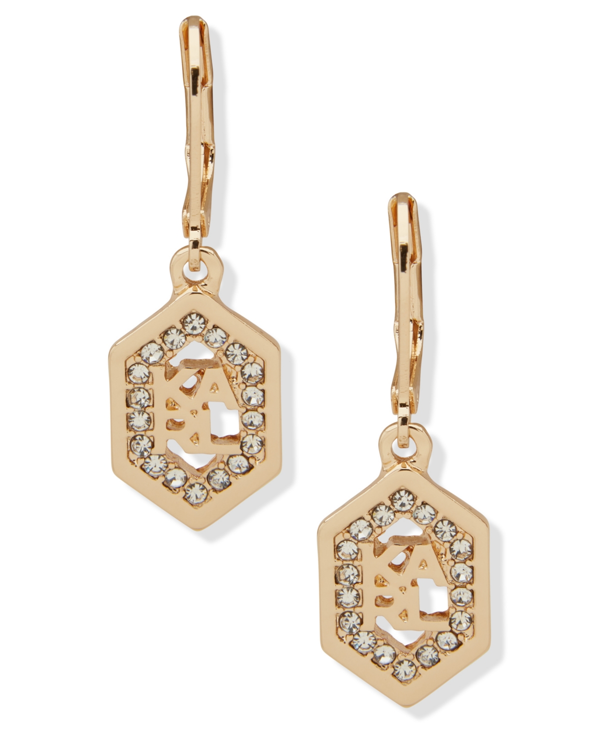 Click here for Karl Lagerfeld Paris Glass Stone Logo Pave Drop Ea... prices