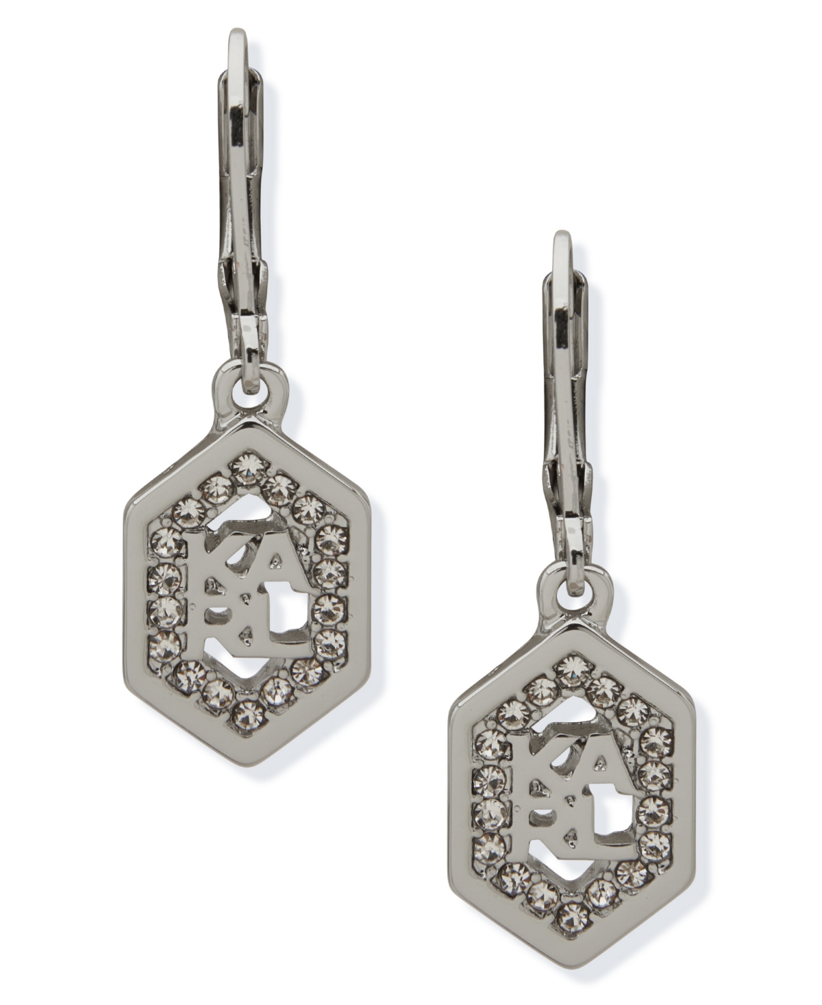 Click here for Karl Lagerfeld Paris Glass Stone Logo Pave Drop Ea... prices