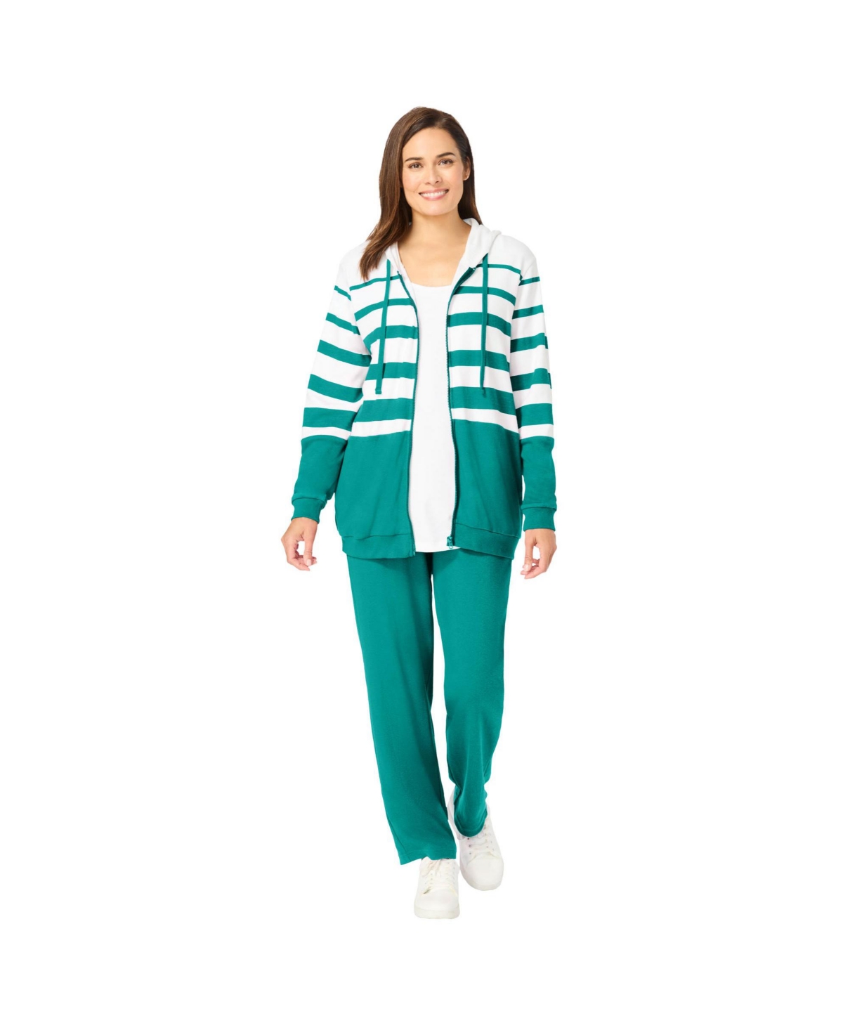 Click here for Woman Within Plus Size Within Striped Full Zip Jac... prices