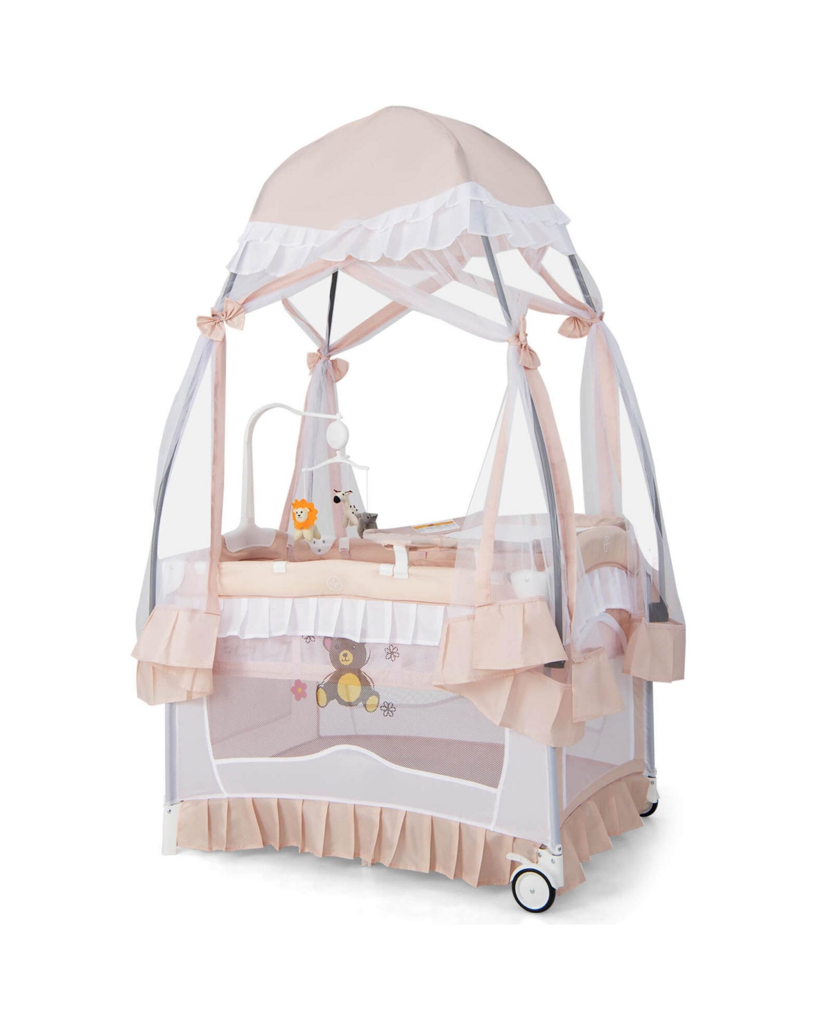 Click here for Costway Girls ortable Playpen Crib Cradle Bassinet... prices
