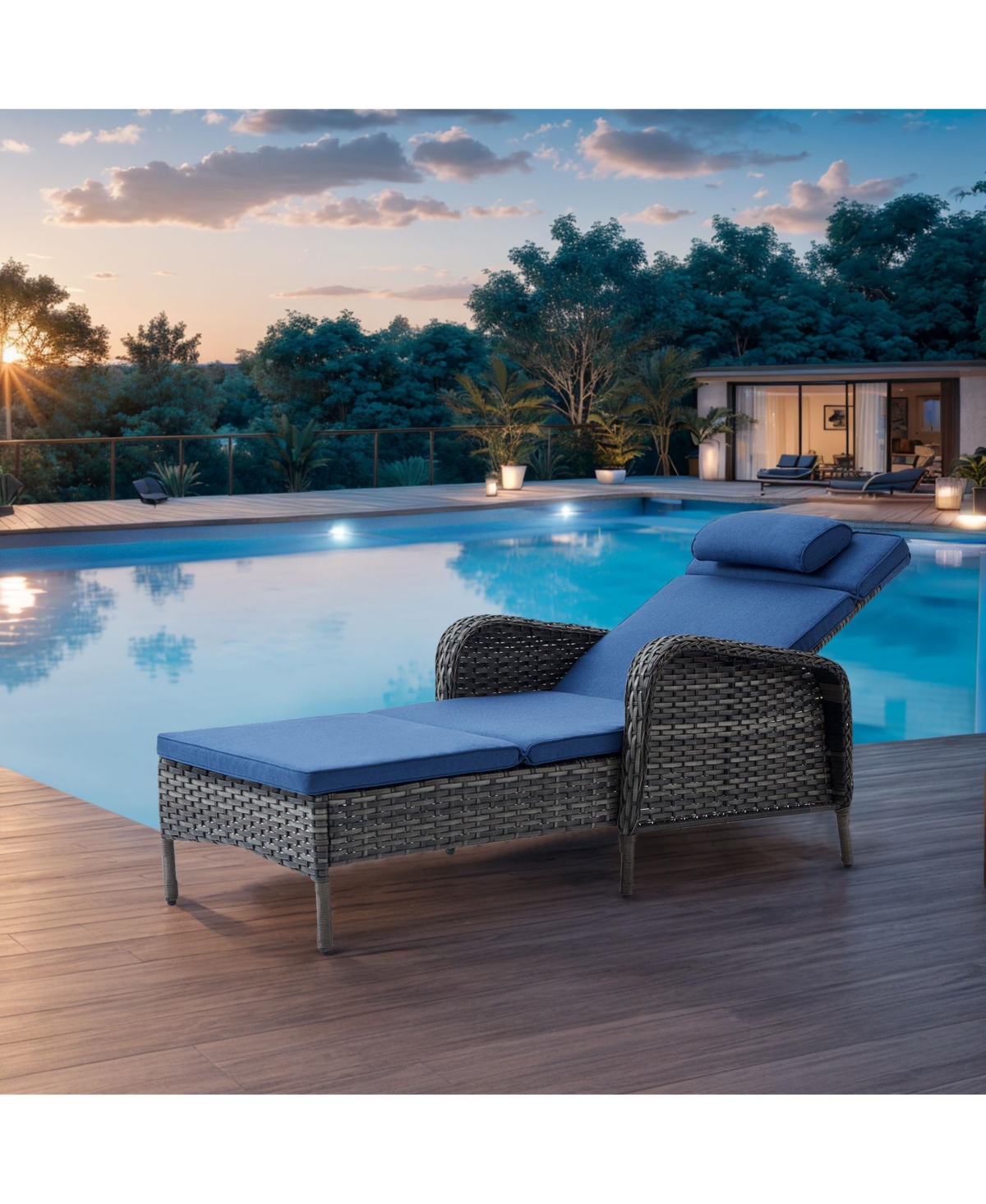 Click here for Gymojoy ArcLine Pe Wicker Outdoor Chaise Lounge Re... prices