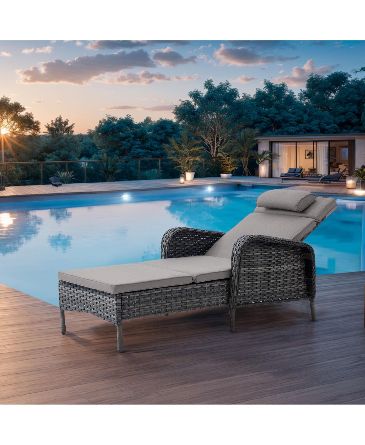 Click here for Gymojoy ArcLine Pe Wicker Outdoor Chaise Lounge Re... prices