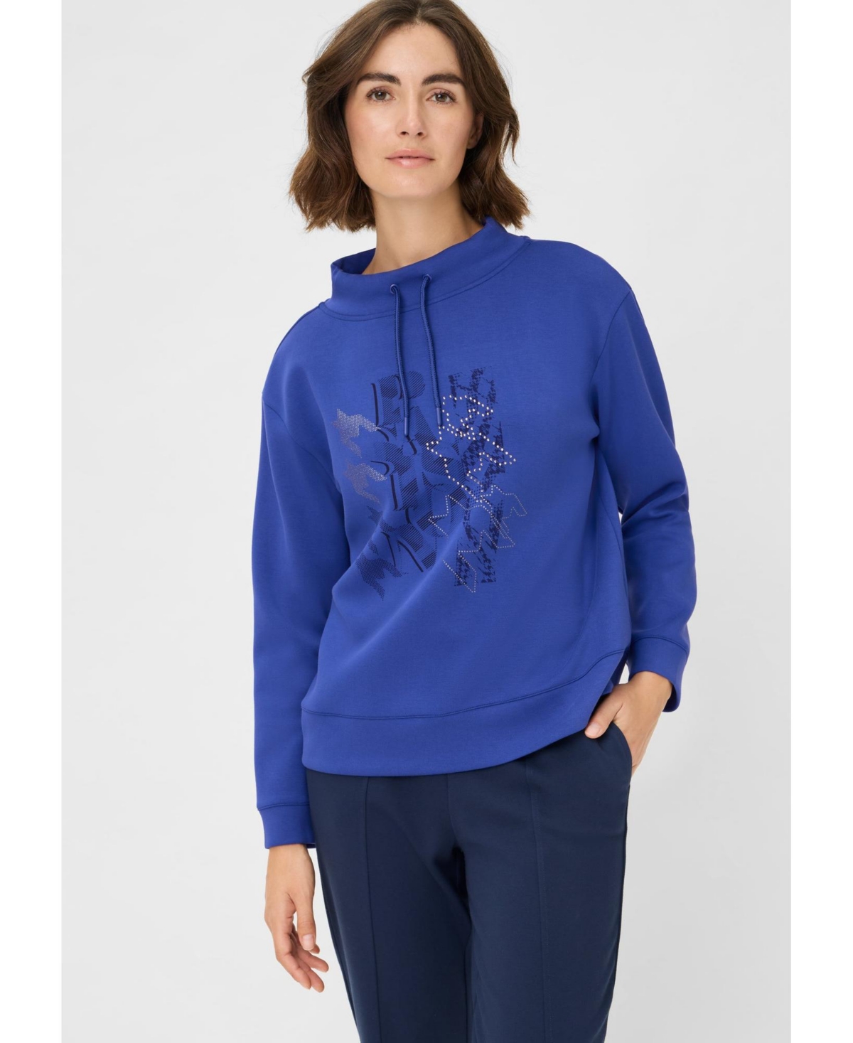 Click here for Olsen Womens Scuba Jersey Embellished Top - Cobalt prices