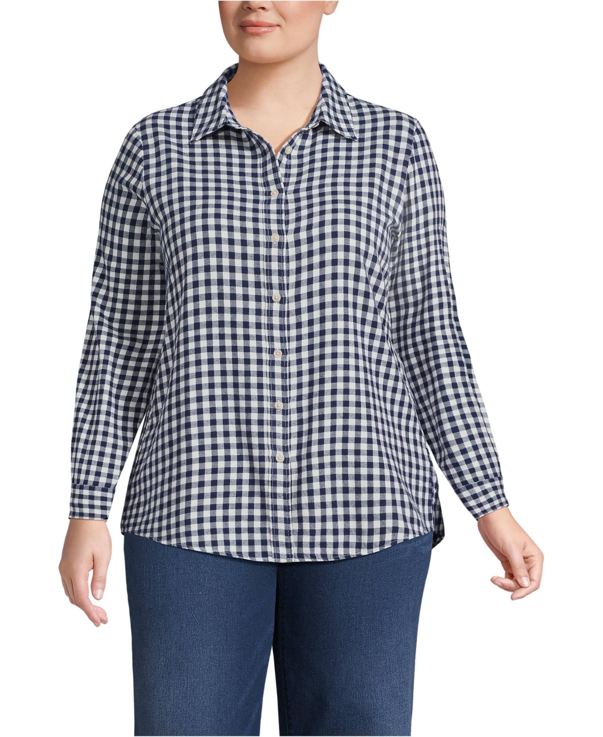 Click here for Lands End Plus Size Flannel Boyfriend Long Sleeve... prices