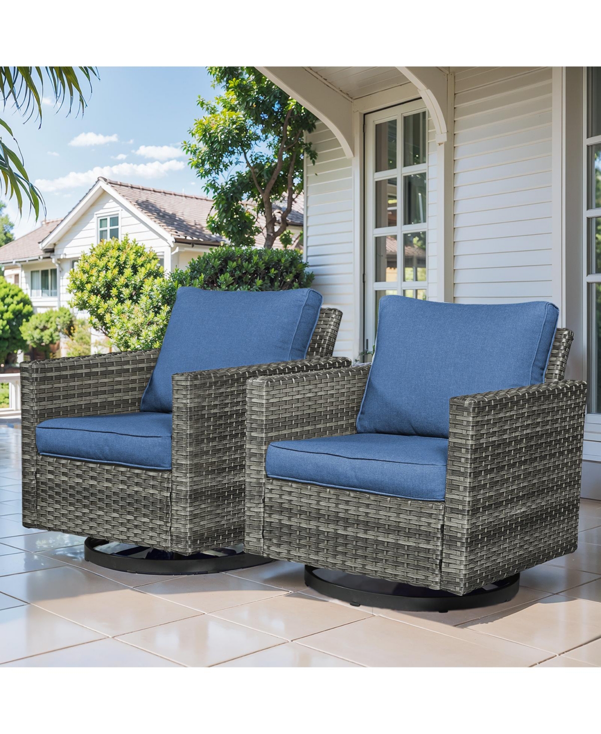 Click here for Gymojoy U-Frame 2-Piece Swivel Glider Wicker Outdo... prices