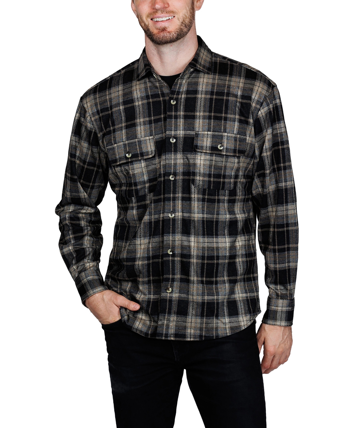 Click here for Tailorbyrd Mens Super Soft Plaid Sweater Shirt - B... prices