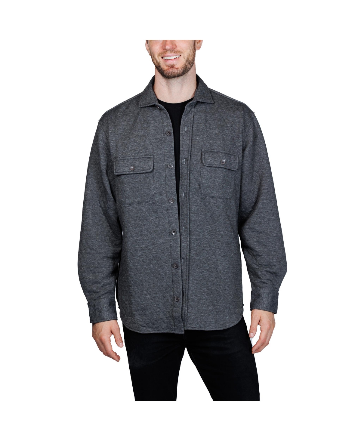 Click here for Tailorbyrd Mens Quilted Sweater Shirt - Charcoal prices