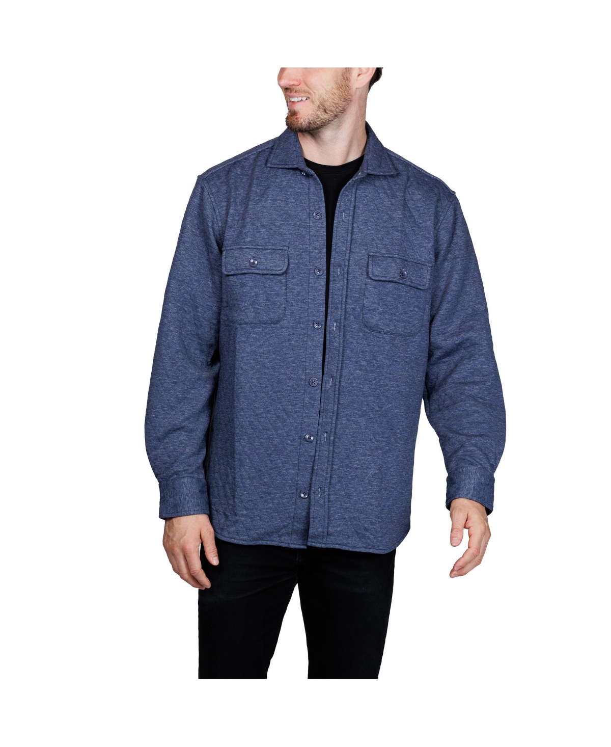 Click here for Tailorbyrd Mens Quilted Sweater Shirt - Denim prices
