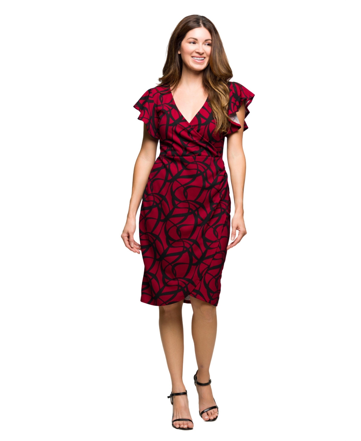Click here for 24seven Comfort Apparel Womens Burgundy Print Flut... prices
