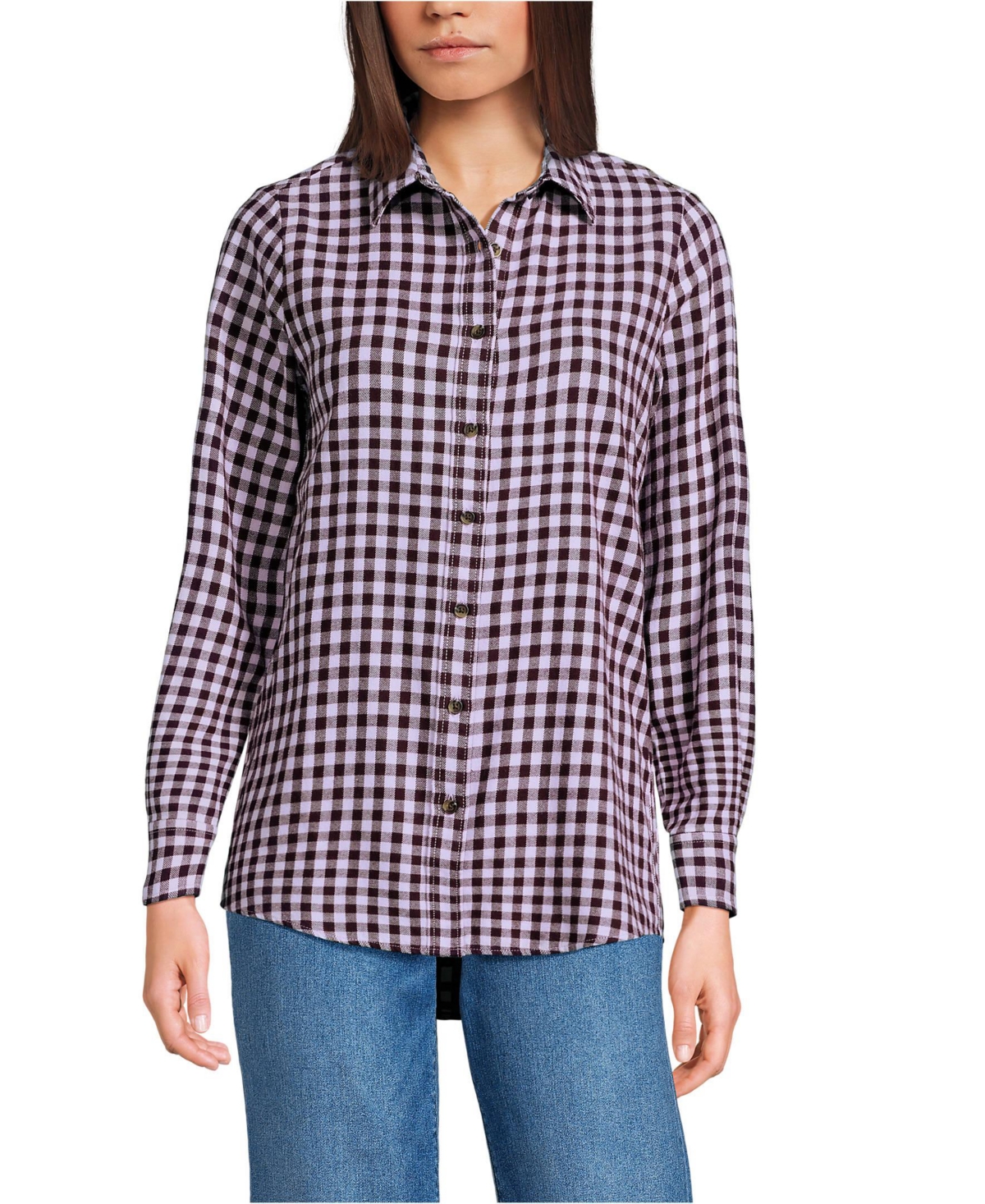 Click here for Lands End Womens Flannel Boyfriend Long Sleeve Shi... prices