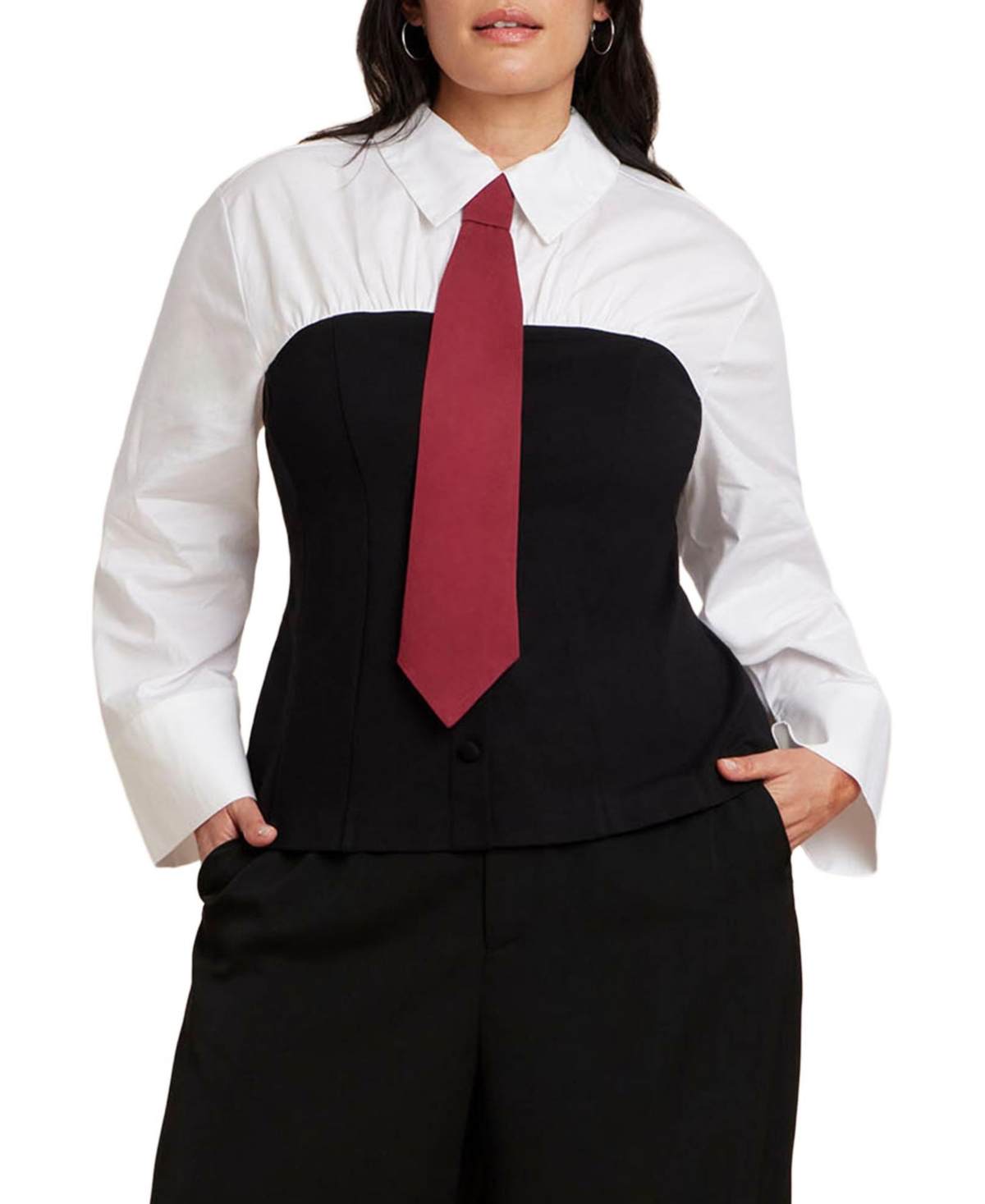 Click here for Eloquii Womens Plus Size Bustier Button Up Twofer... prices