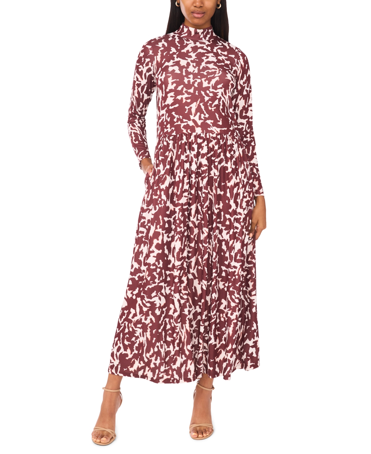 Click here for Parker Womens Printed Mock Neck Maxi Dress - Rum R... prices