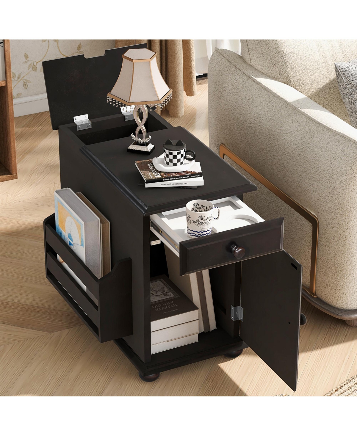 Click here for Lovmor Vintage Flip Top End Table with Usb Ports... prices